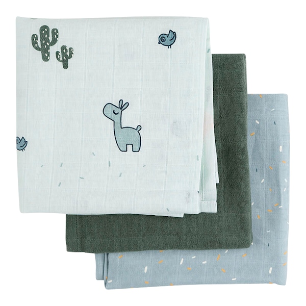 Done by Deer - 3er-Pack Mullwindeln 70x70 cm - Lalee blau