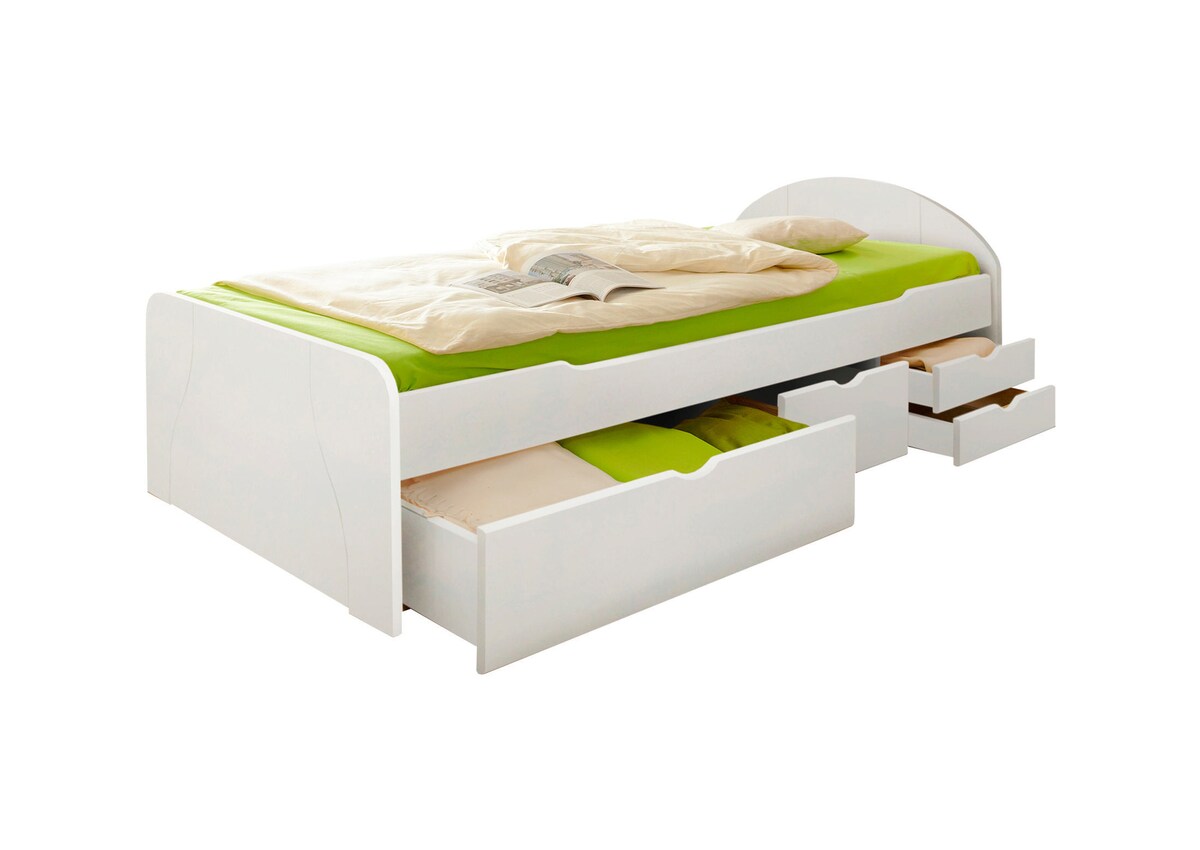 Ticaa - Schubkastenbett Erna Kiefer Weiß - 90 x 200 cm