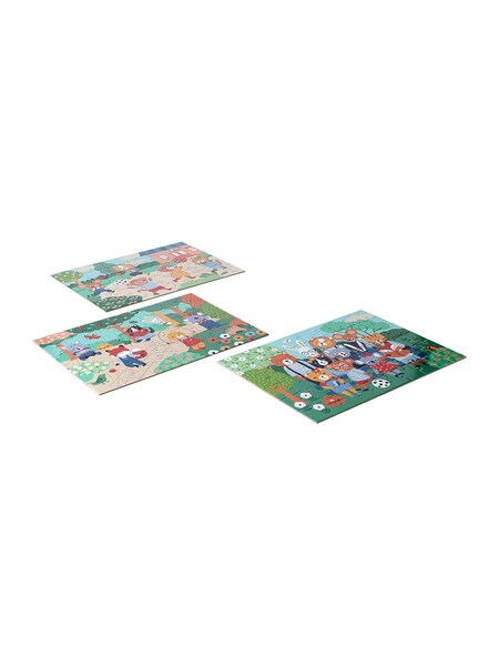 Vertbaudet - 3er-Set Kinder Puzzles HAPPY ANIMALS, 36-60 Teile