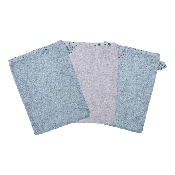 Wörner - 3er-Pack Waschlappen 15x21 cm - blau