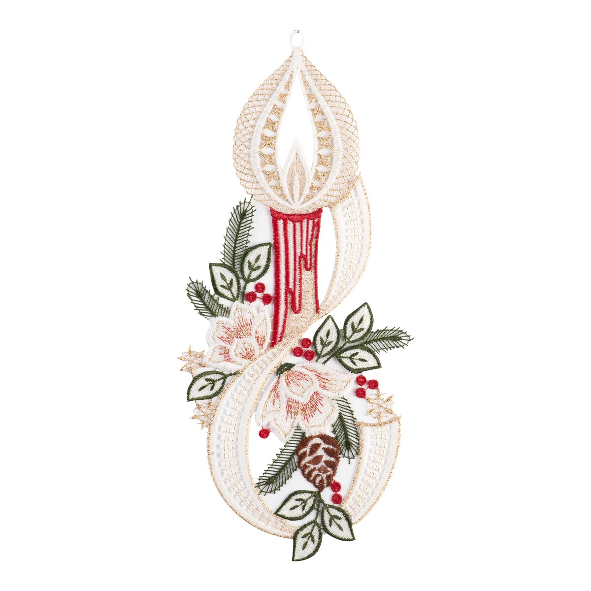 PLAUENER STICKEREI - Déco de fenêtre en broderie de Plauen - Bougie