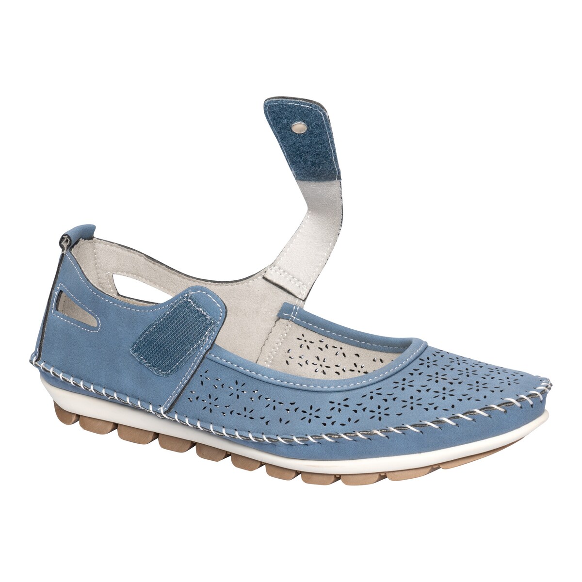 wonderwalk - Bequem-Klett-Ballerina "Bibi" - blau