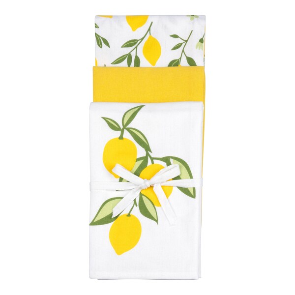 viva domo - Katoenen theedoeken "Lemon", 3 stuks