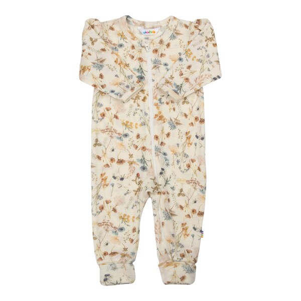 Joha - Woll-Overall mit Klappfuß Blumen - natur/bunt