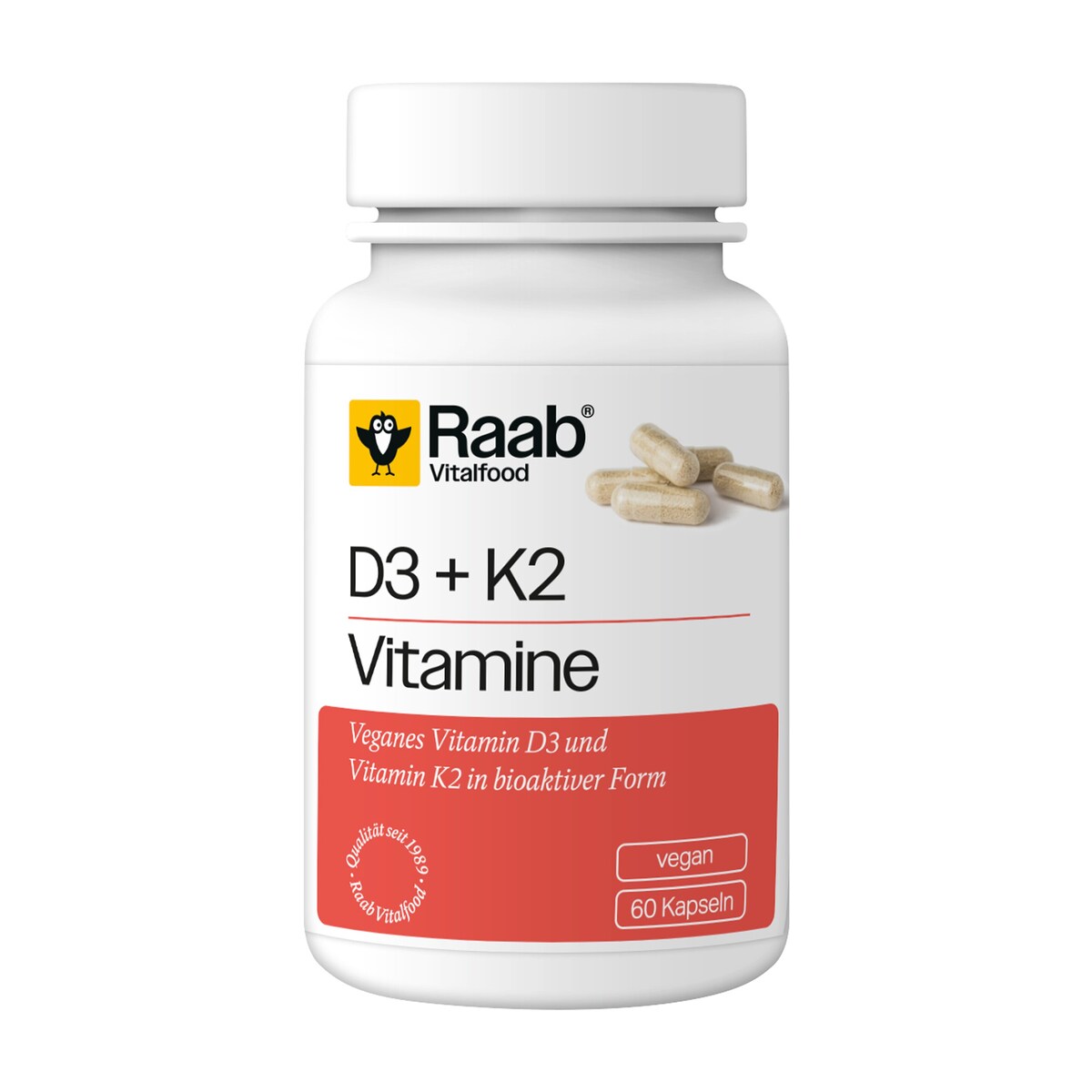 Raab Vitalfood - Vitamin D3 + K2, 60 Stück, 27,6 g