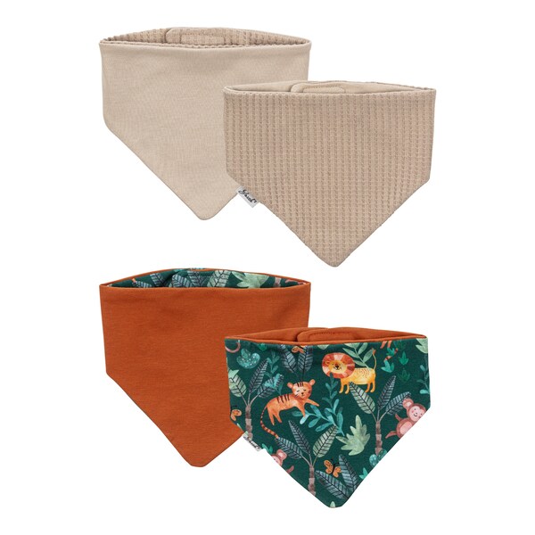 Jacob`s - 2er-Pack Dreieckstücher Waffelpiqué Dschungel - beige/bunt