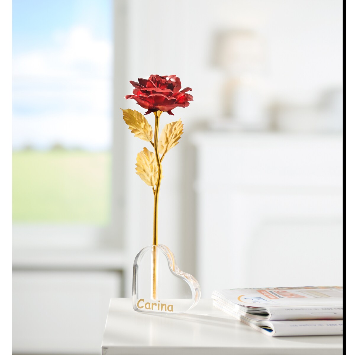 Eeuwige roos "Hart" gepersonaliseerd met naam