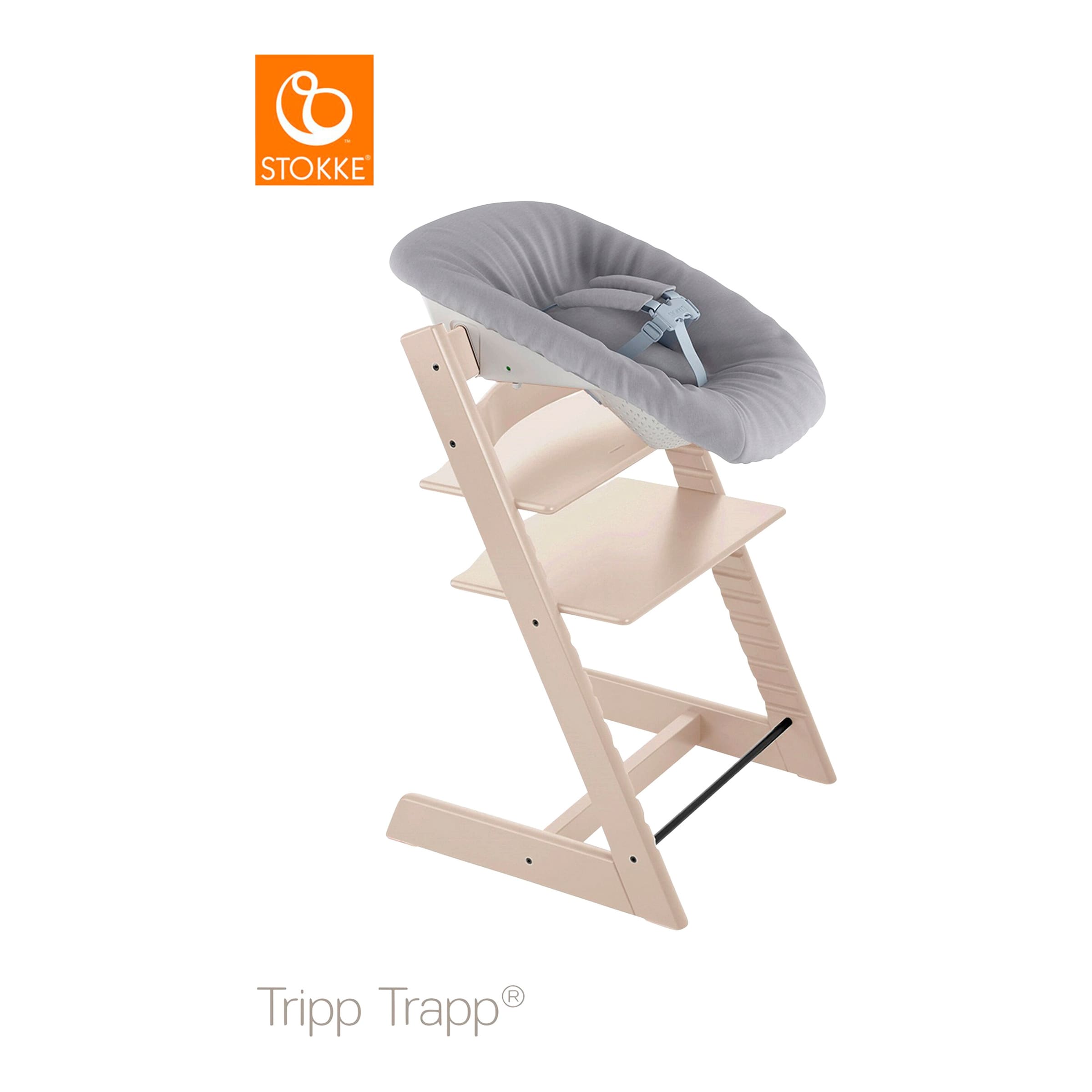 Stokke TRIPP TRAPP Bundle Treppenhochstuhl inkl. Newborn Set light grey White Wash Grey