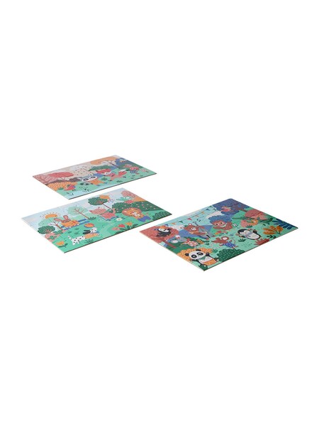Vertbaudet - 3er-Set Kinder Puzzles HAPPY ANIMALS, 12-36 Teile