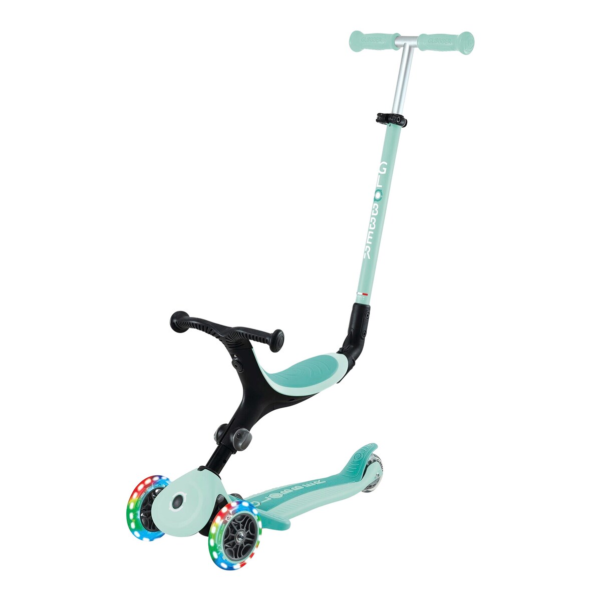 Globber - Trottinette 3 en 1 Go-Up active à roulettes lumineuses - menthe