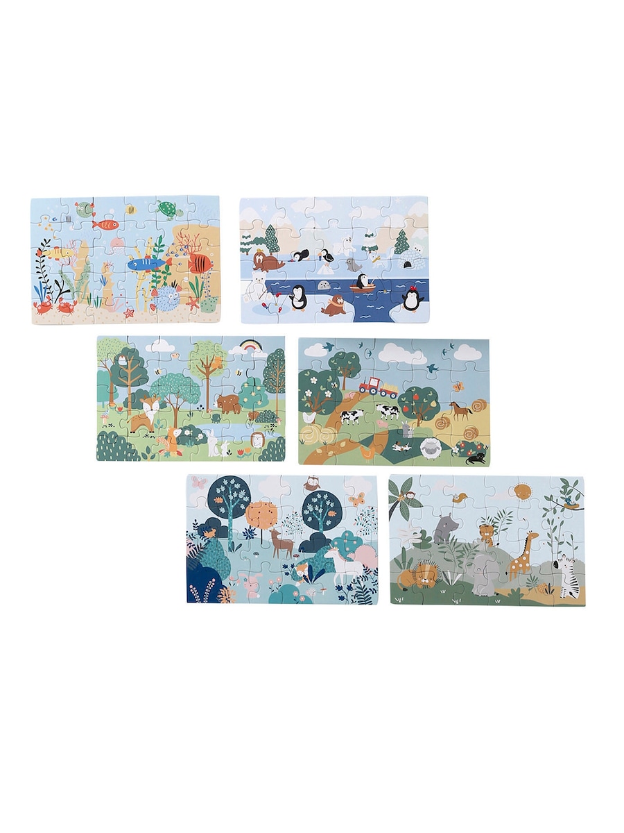 Vertbaudet - 6 magnetische Puzzles für Kinder, 20 bis 30 Teile - mehrfarbig