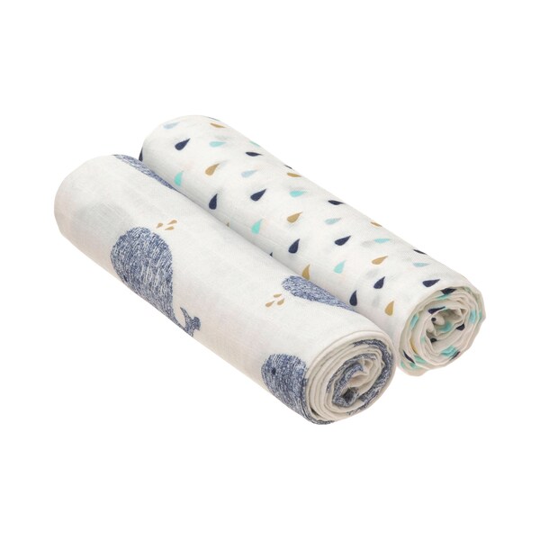 Lässig - 2er-Pack Mullwindeln Heavenly Soft Swaddle XL 120x120 cm - blau